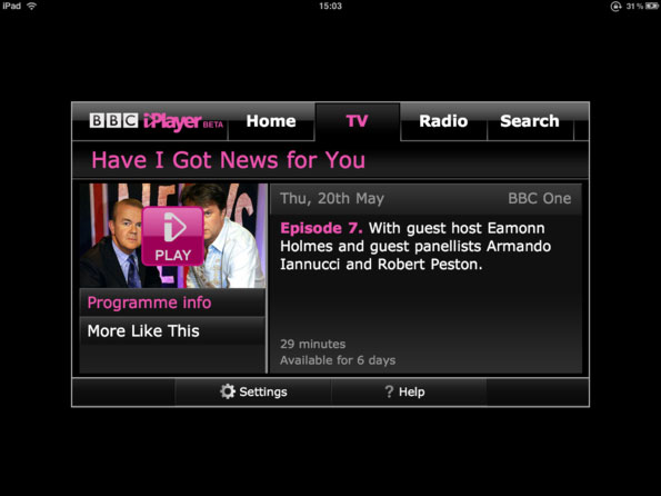 BBC iPlayer for iPad from Thursday