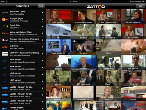 Zattoo launches live TV on iPhone and iPad