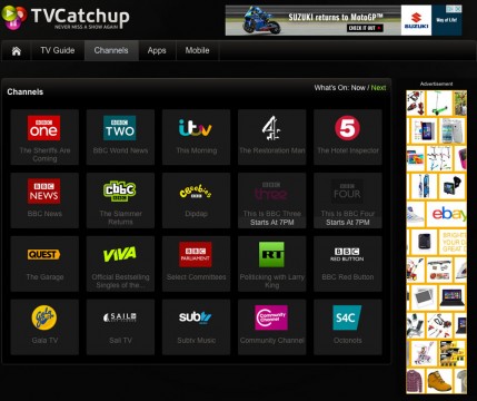TVCatchup cannot distribute commercial content