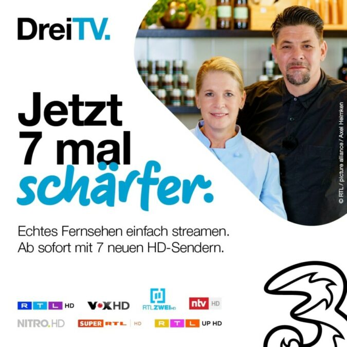 RTL Austria channels in HD on Drei TV